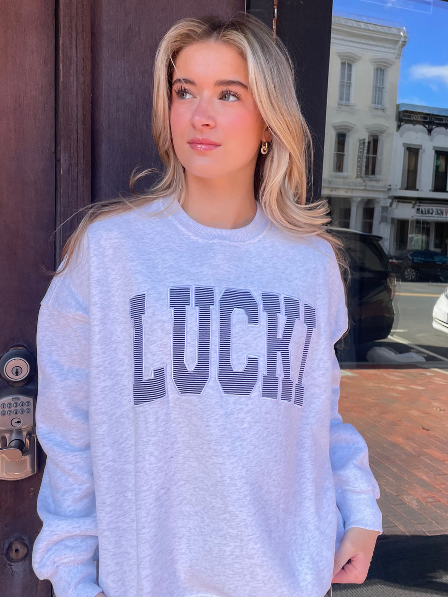 Lucki Navy Stripe Crewneck – Lucki Clover